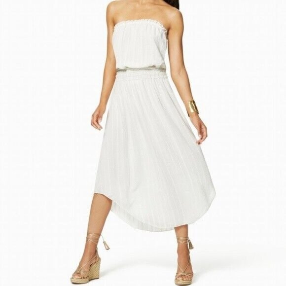 Ramy Brook Dresses Ramy Brook Karlina White Striped Strapless Midi
